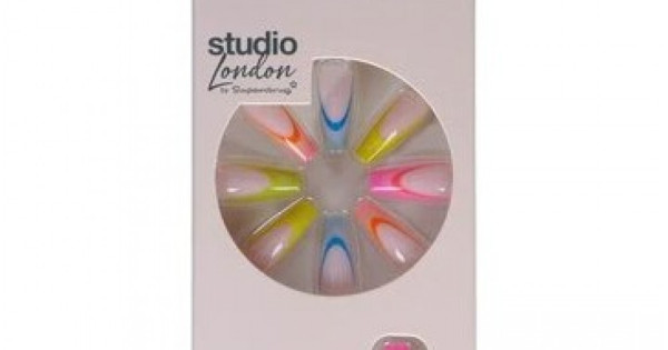 Colorful French Manicure Set, 24 Long Coffin Gloss Nail Piece Set